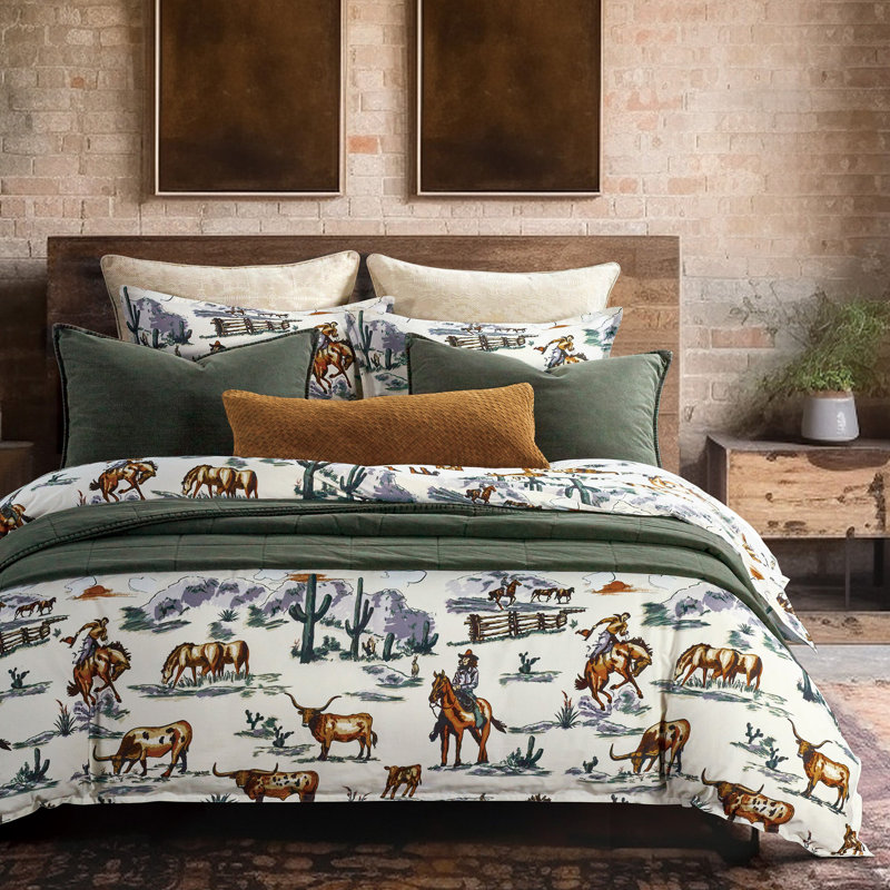 Paseo Road by HiEnd Accents Ranch Life Duffle Bag Animal Print Cotton Western Rustic Duvet Cover Set Wayfair